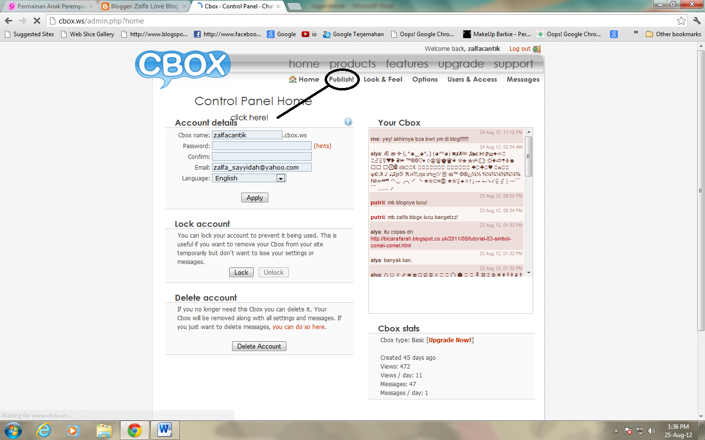 Zalfa Love Blog: Cara membuat Cbox