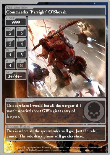 Kris Wall Minis: Warhammer 40k Unit Cards