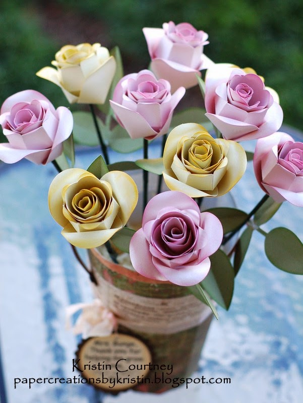 Paper Creations by Kristin: 3D Paper Roses in Flower Pail