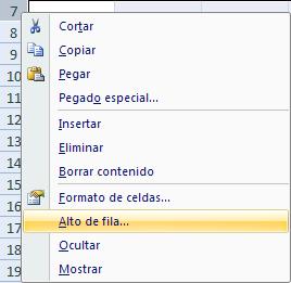 MS Excel Gratis: Fijar la altura de una fila en Excel