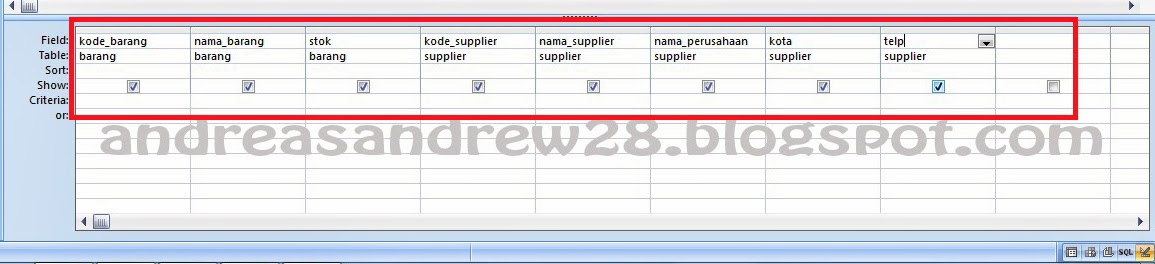 Welcome to Andreas Blog: Tutorial membuat Query pada Ms. Access 2007