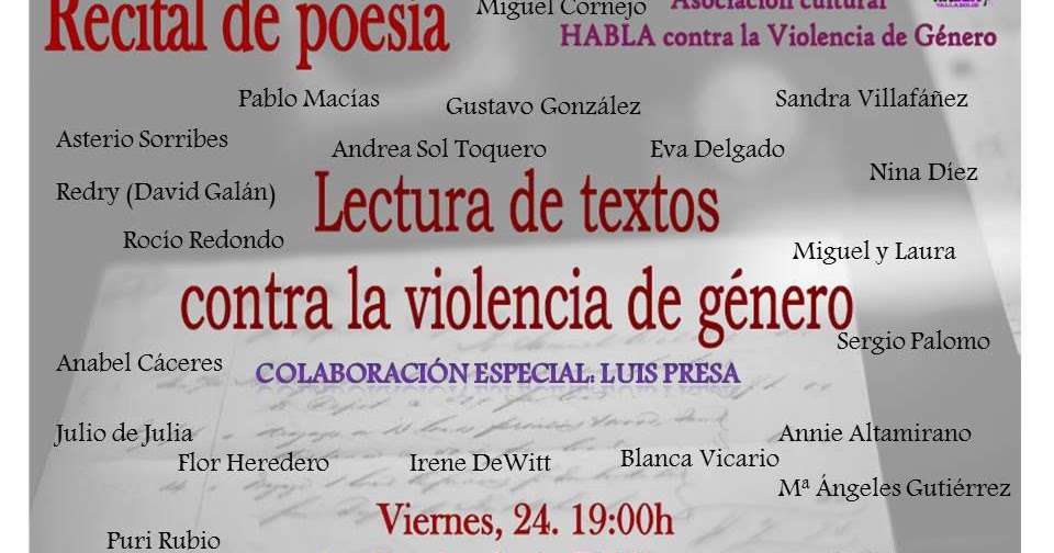 Tubo de ensayo: Recital de poesía contra la violencia de género - 24 de ...