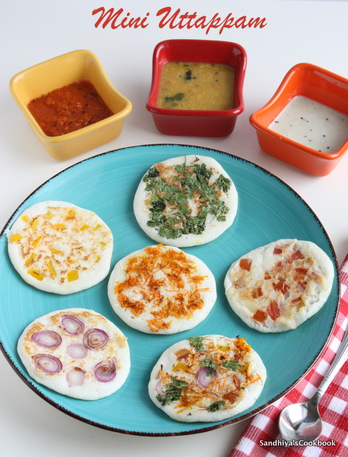Sandhiya's Cookbook: Mini Uttappam Variety | 5+ Uttapam Varieties ...