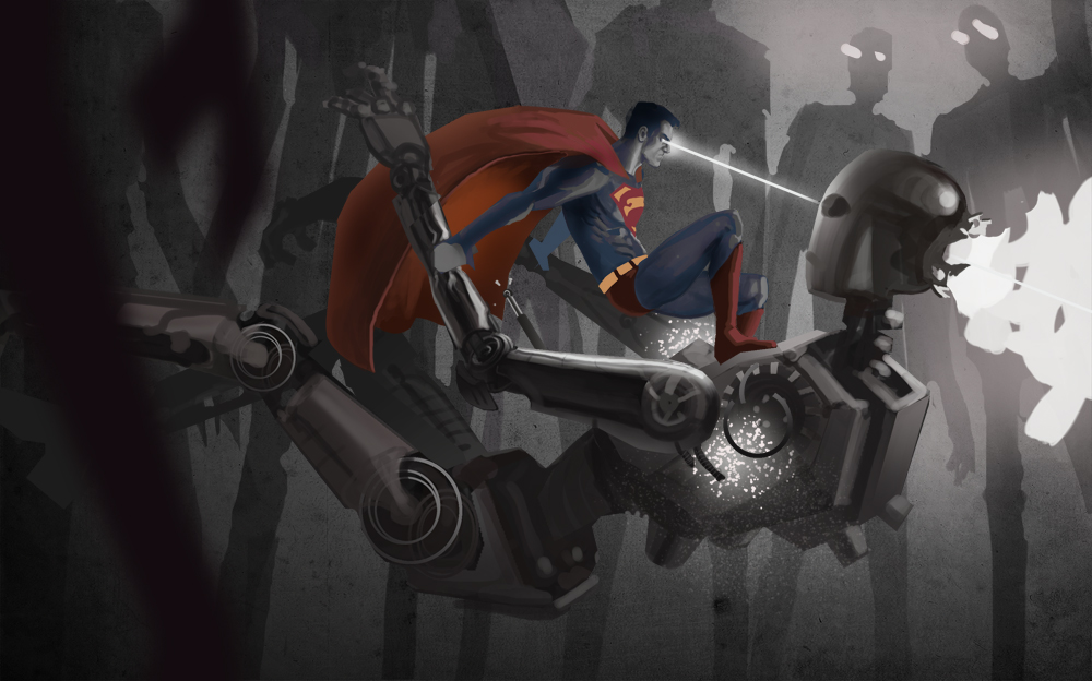 Mike Bear: Sketchbook: Superman vs Robots