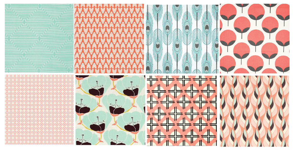 the post script of emily wilson design: Coral + Turquoise: Fabrics to ...