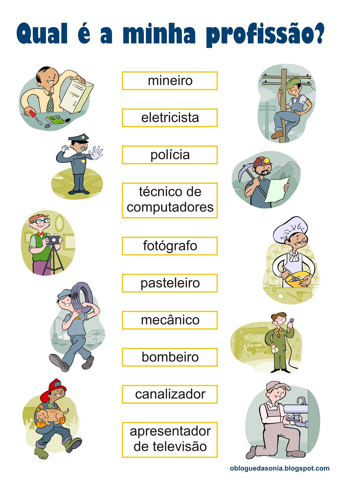 O Blogue da Sónia: Actividades: Qual é a minha profissão?