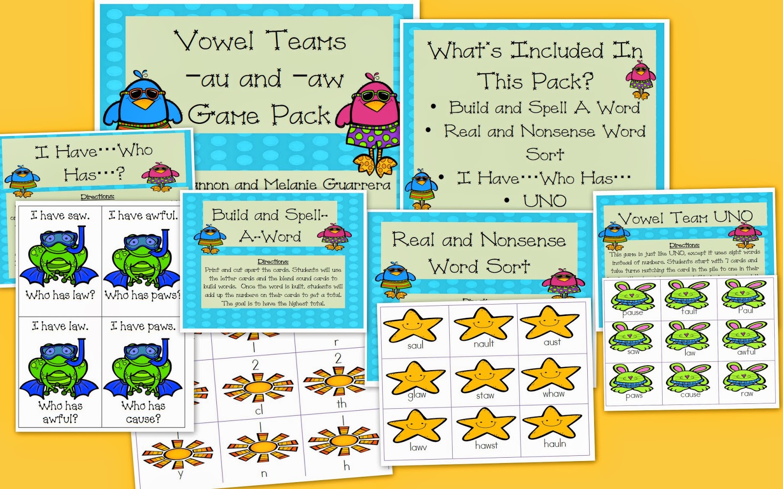Teacher Mom: -AU and -AW Vowel Teams Game Pack and a couple of BUNDLES too!
