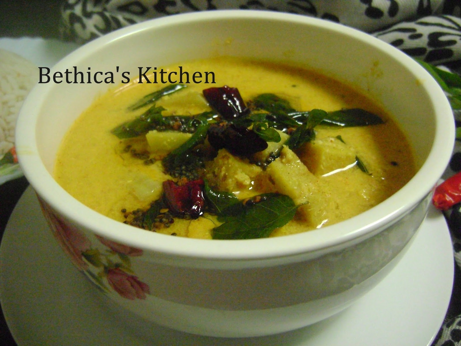 Bethica's Kitchen Flavours: Kalan (Yam & Raw Banana Curry - Kerala Style)