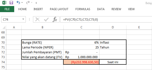FUNGSI PV (PRESENT VALUE) DAN FV (FUTURE VALUE) - Belajar Rumus Excel ...