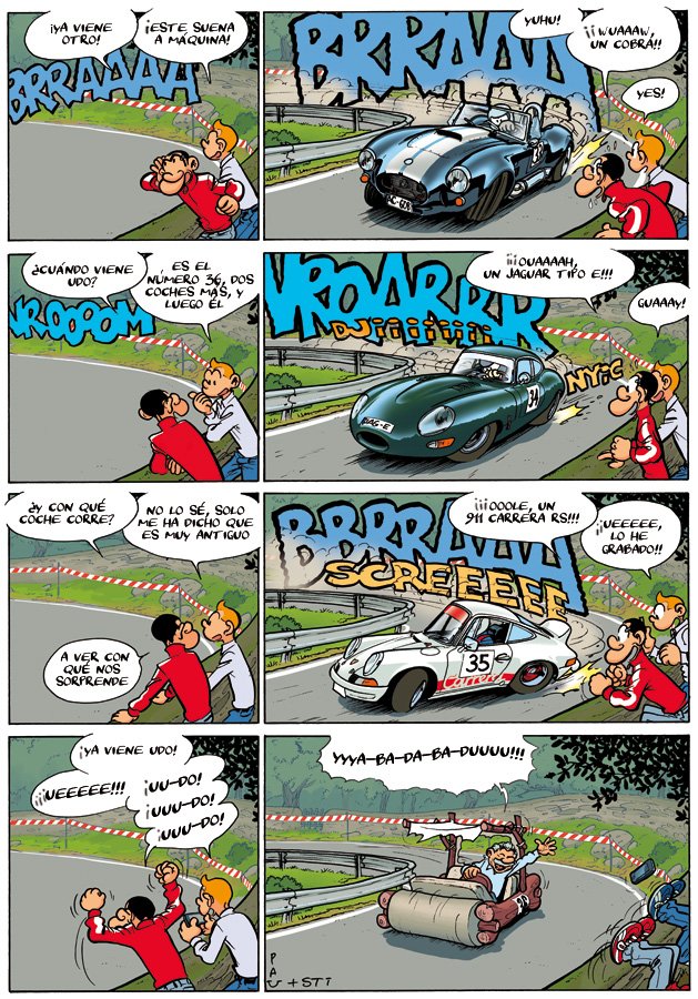 Jacky en el rally clásico. – Escapula Comics