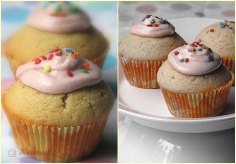 Vanilla cupcakes with Strawberry frosting | Indian Food Recipes ...