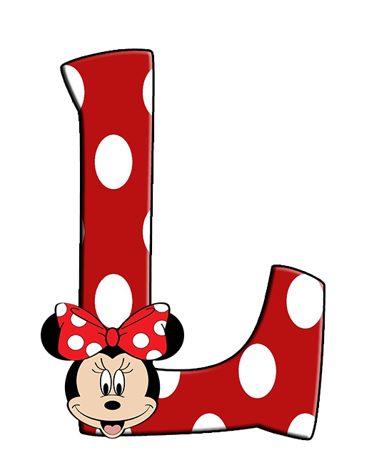 Abecedario de Minnie sobre Letra Roja con Lunares Blancos. Polka Dots ...