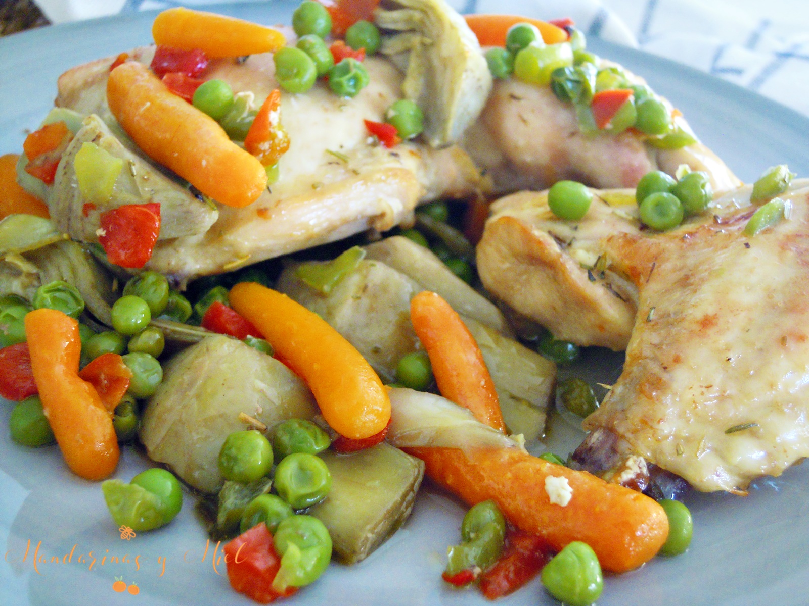 Pollo al horno con verduras | Mandarinas y miel