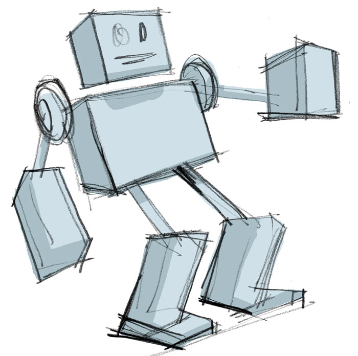 A sketch for a robot illustration