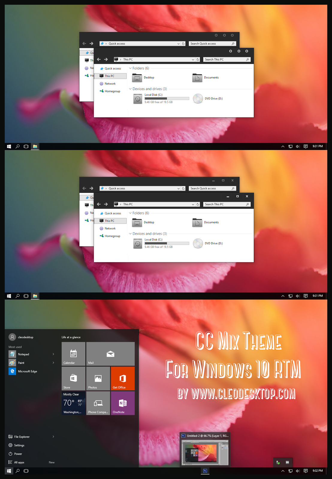 CC Mix Theme For Windows 10 RTM | Windows10 Themes I Cleodesktop