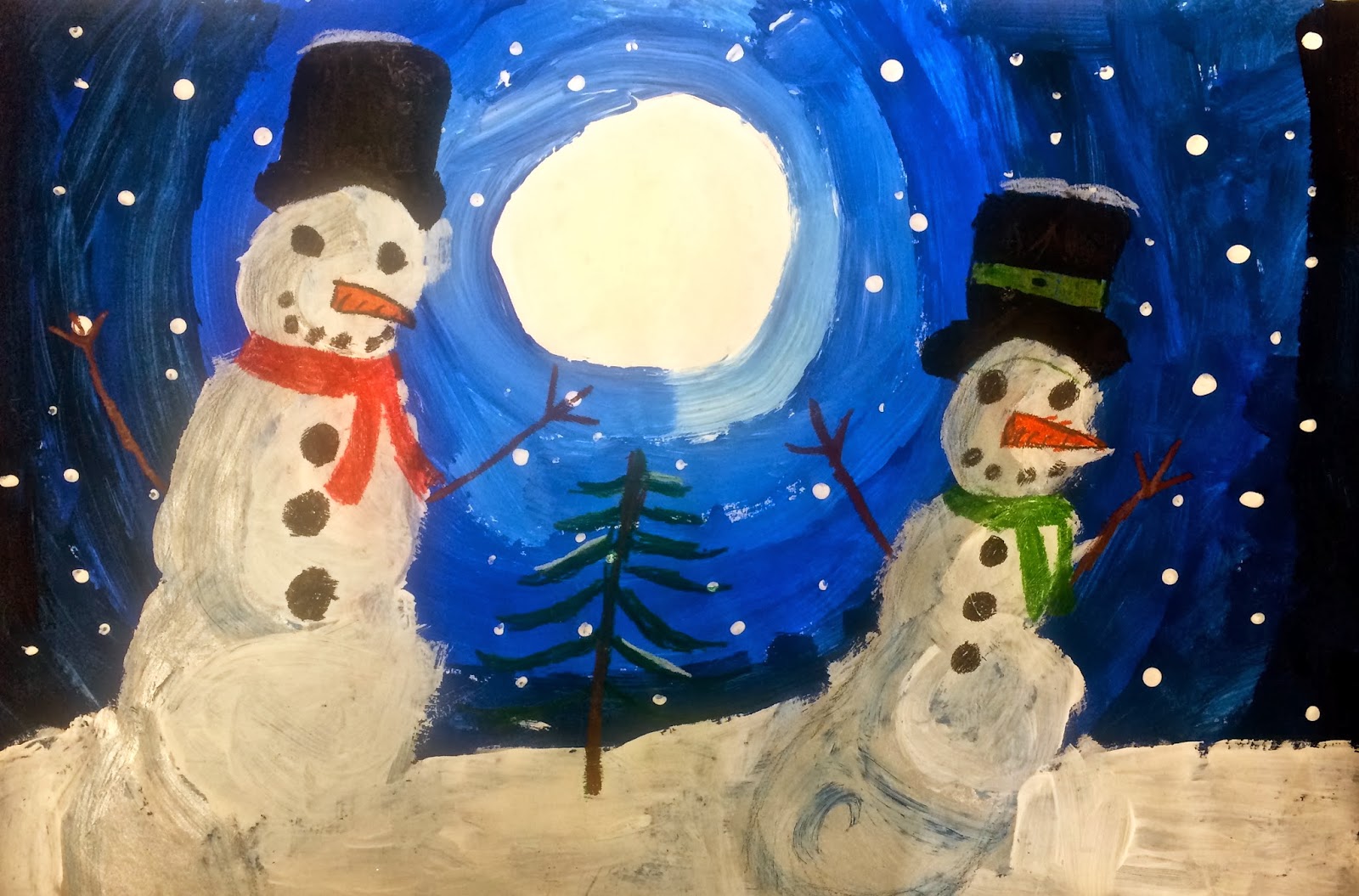 Art. Eat. Tie Dye. Repeat.: 4th Grade Value Snowmen
