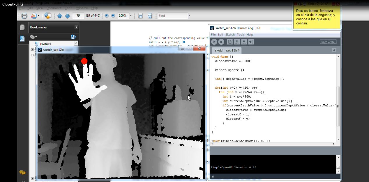 Developer: Punto mas cercano con Kinect y Processing