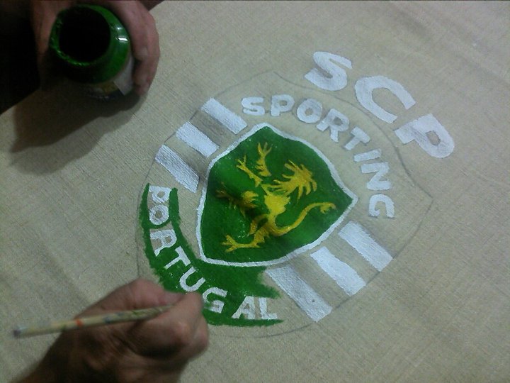 Pinturas em tecido de Aurélio Fonseca: Símbolo SCP Sporting