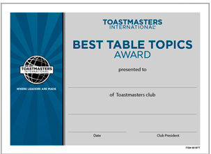 Comfortably Speaking Toastmasters Club 1120086: New Club's Awards ...