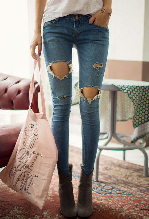 [Chuu] Ripped Hole Skinny Jeans | KSTYLICK - Latest Korean Fashion | K ...
