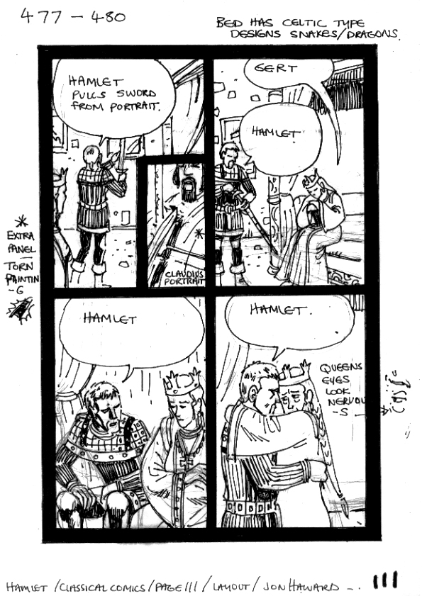 HAMLET ROUGH CUT: ACT 3 SCENE 4 LAYOUT ROUGHS