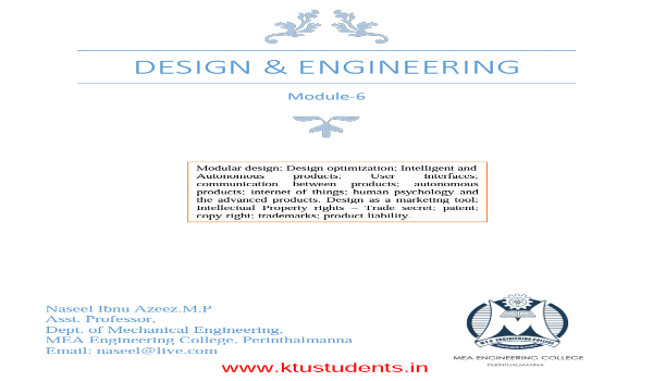 BE-102 Designing and Engineering Module 6 Full Note | KTU Students ...