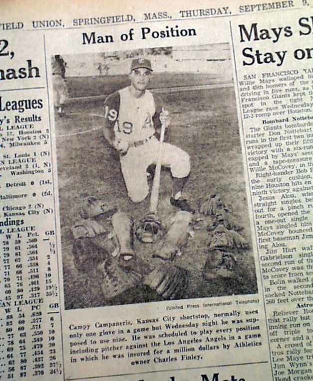 Bert Campaneris played every position in one game including pitcher