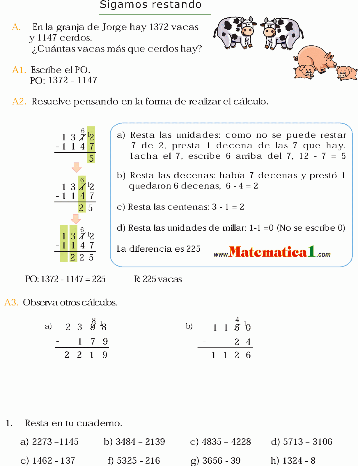 LA RESTA PRESTANDO HASTA EL 9999 EJEMPLOS RESUELTOS DE PRIMARIA PDF