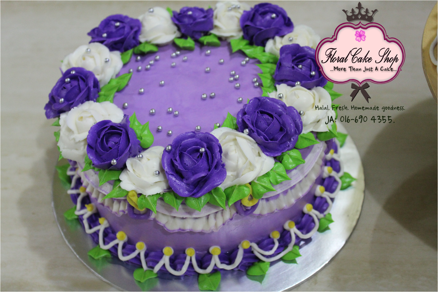 Floral Cake Shop: Kek Kahwin 2 tier