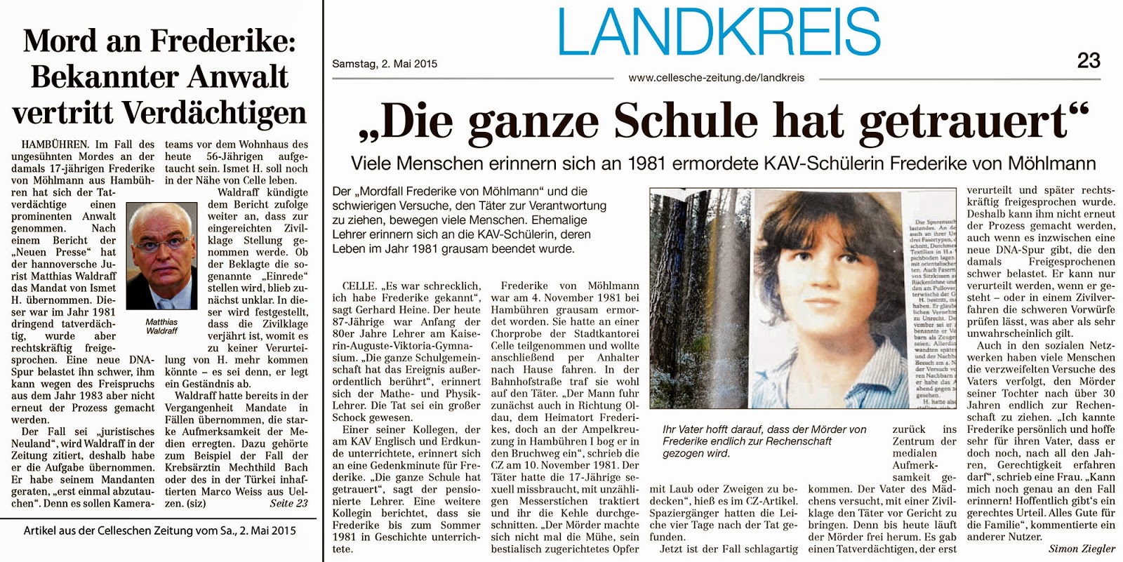 Hambühren: Mordfall Frederike von Möhlmann