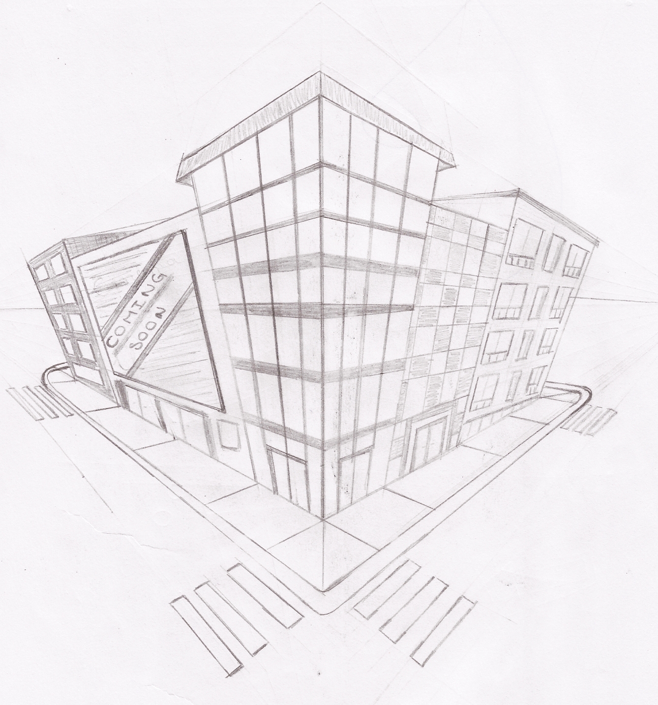 Perspectiva De Tres Puntos De Fuga Buscar Con Google