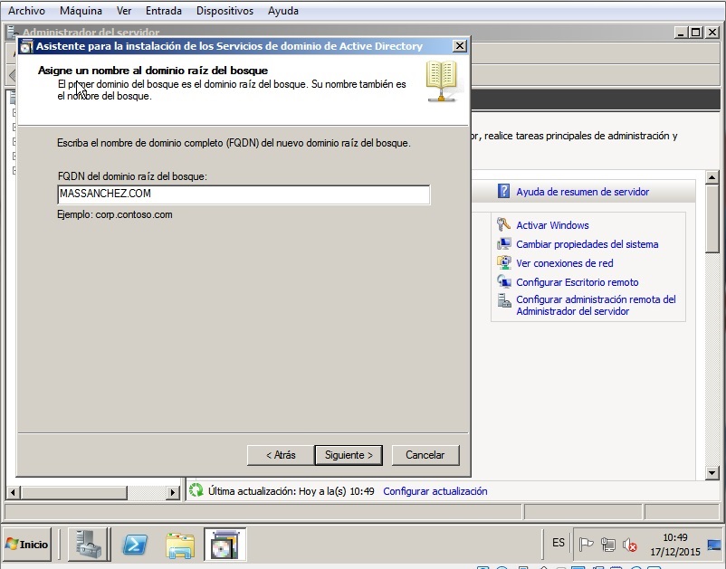 Tareas Comunicacion Avanzada de Datos: Creacion de Dominio