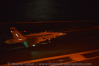 Night Flight Operations on an Aircraft Carrier