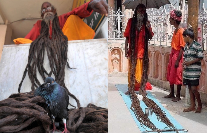 Fatos Surpreendentes: Indiano tem dreadlocks de quase 5 m de comprimento!!!