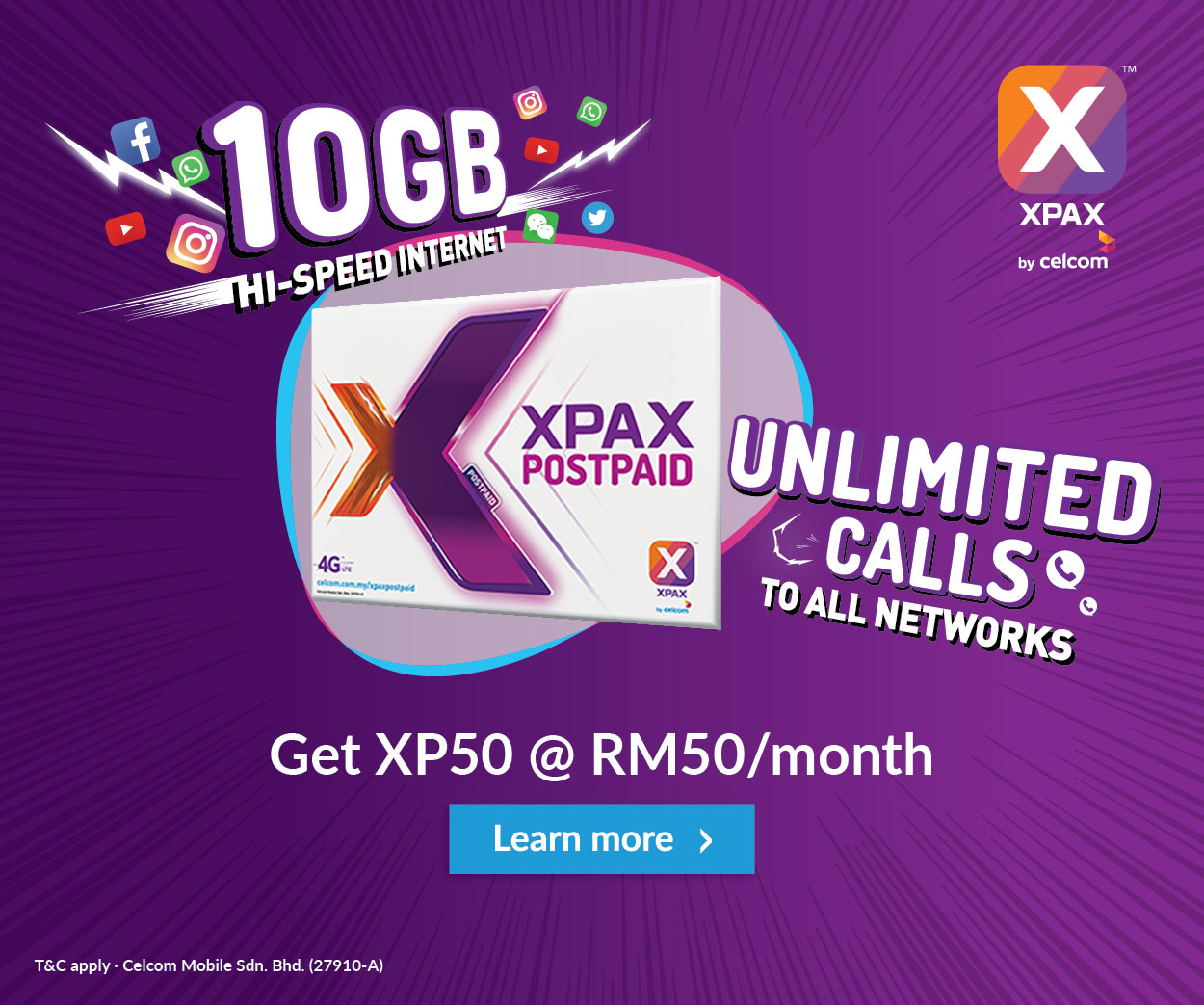 Celcom (MY): Xpax Postpaid - XP50