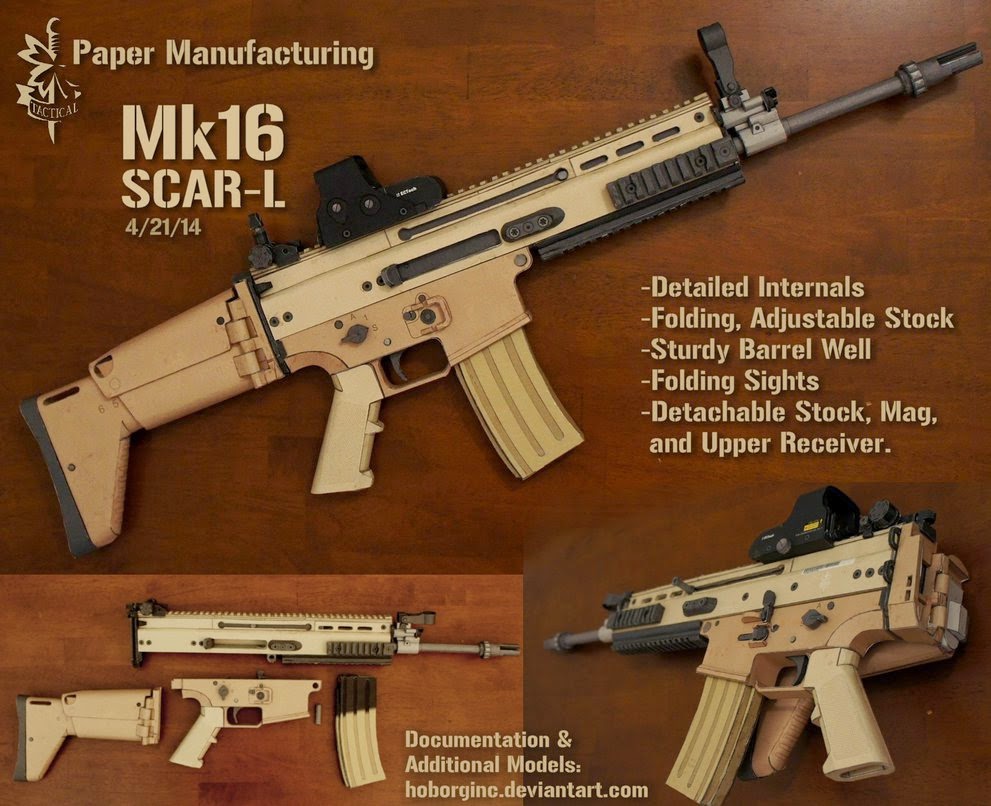 PM Mk16 SCAR-L Assault Rifle Papercraft | Papercraft Paradise ...