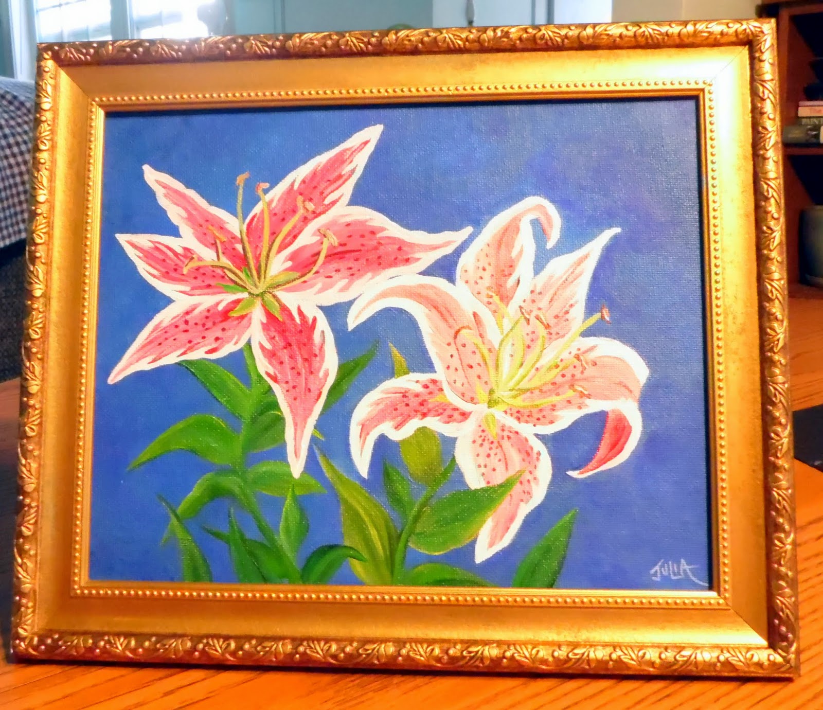 Paintersgarden: Progress on the painting, flower to frame