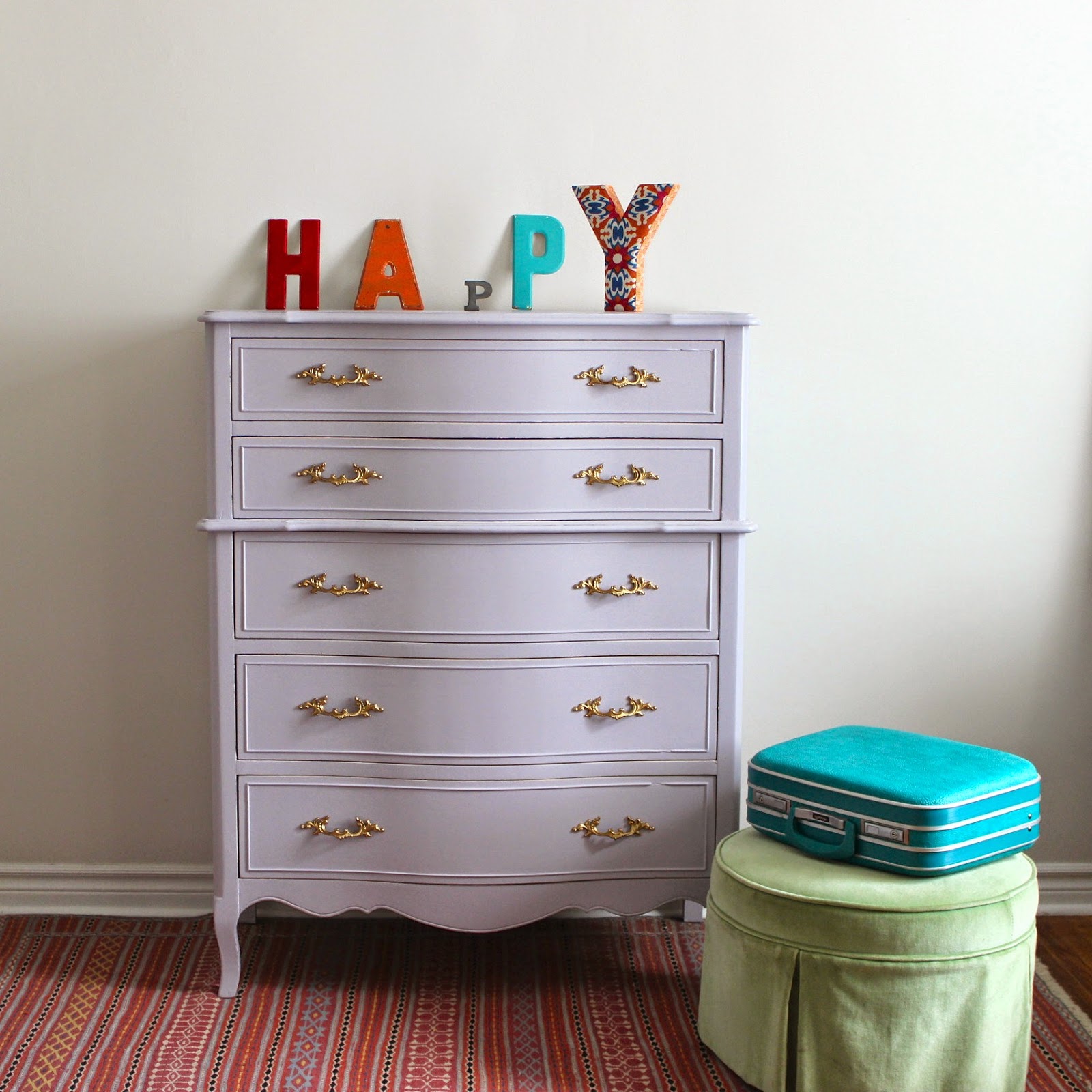 Poppyseed Creative Living: Lavender Coloured Tallboy Dresser
