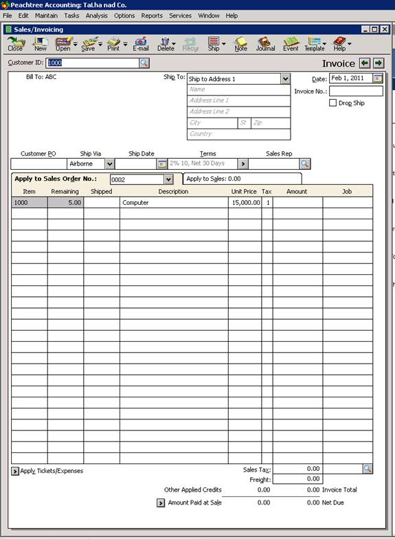 Computerized Accounting: PEACHTREE -- Sales / Invoicing