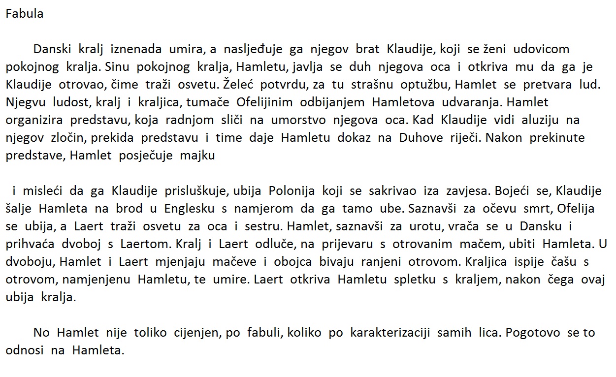 Hamlet fabula | Sastav - Pismeni Sastav iz srpskog