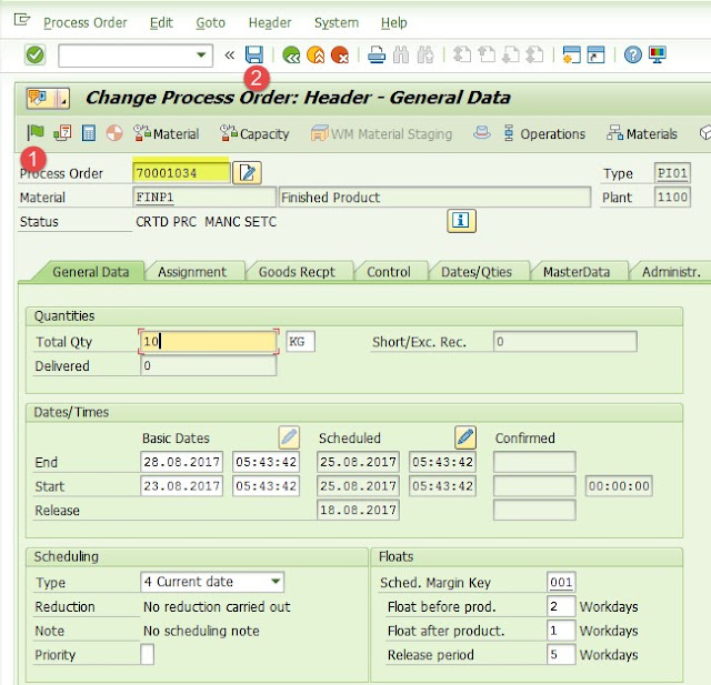 Milestone Confirmation of the Process Order with Multiple Operations ...