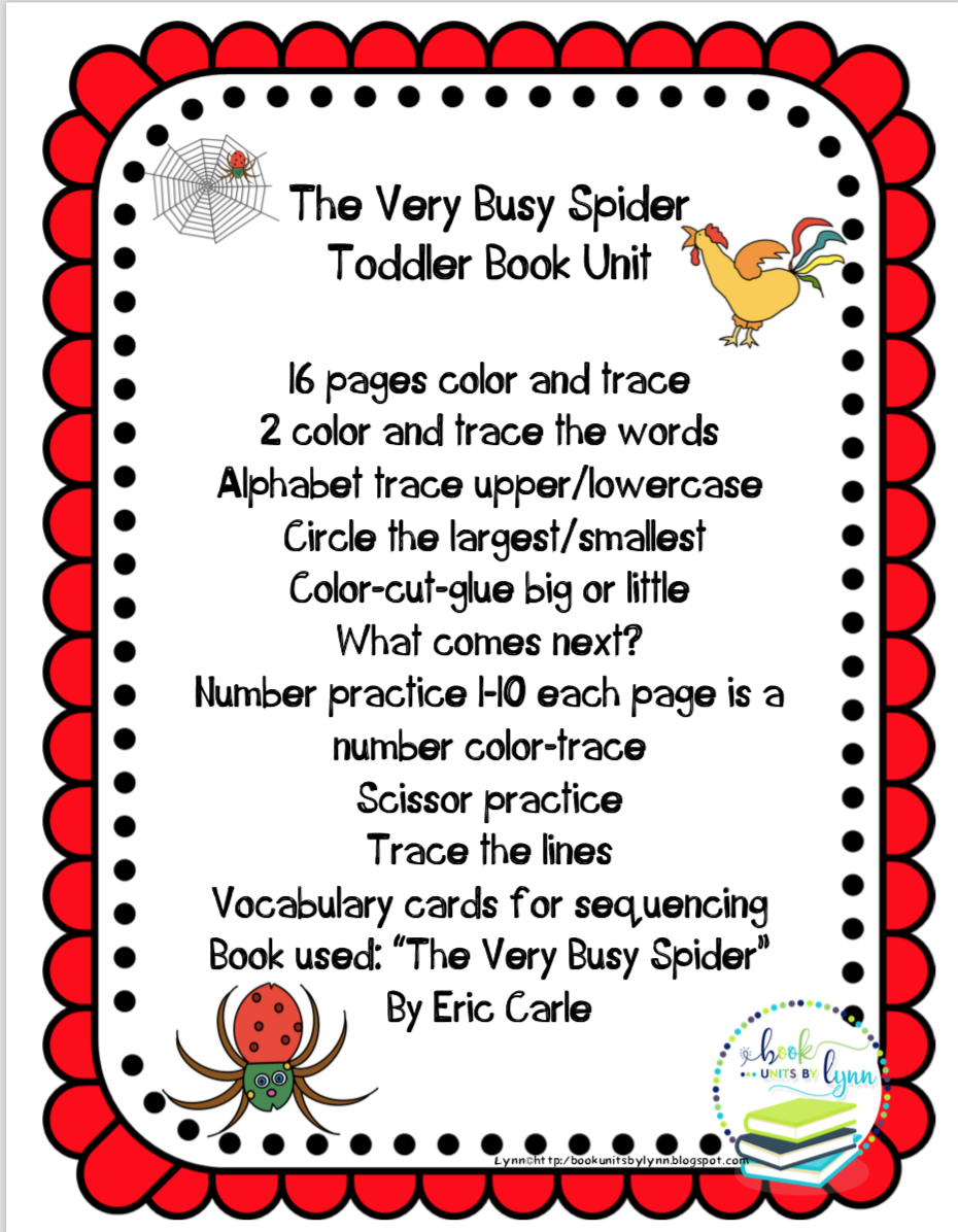 THE VERY BUSY SPIDER TODDLE BOOK UNIT ~ Book Units by Lynn