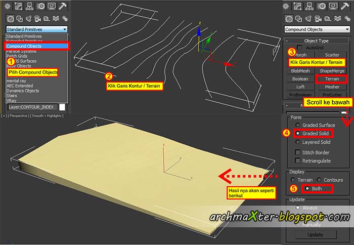 Cara membuat Kontur di 3ds Max dari AutoCAD | How to make terrain ...