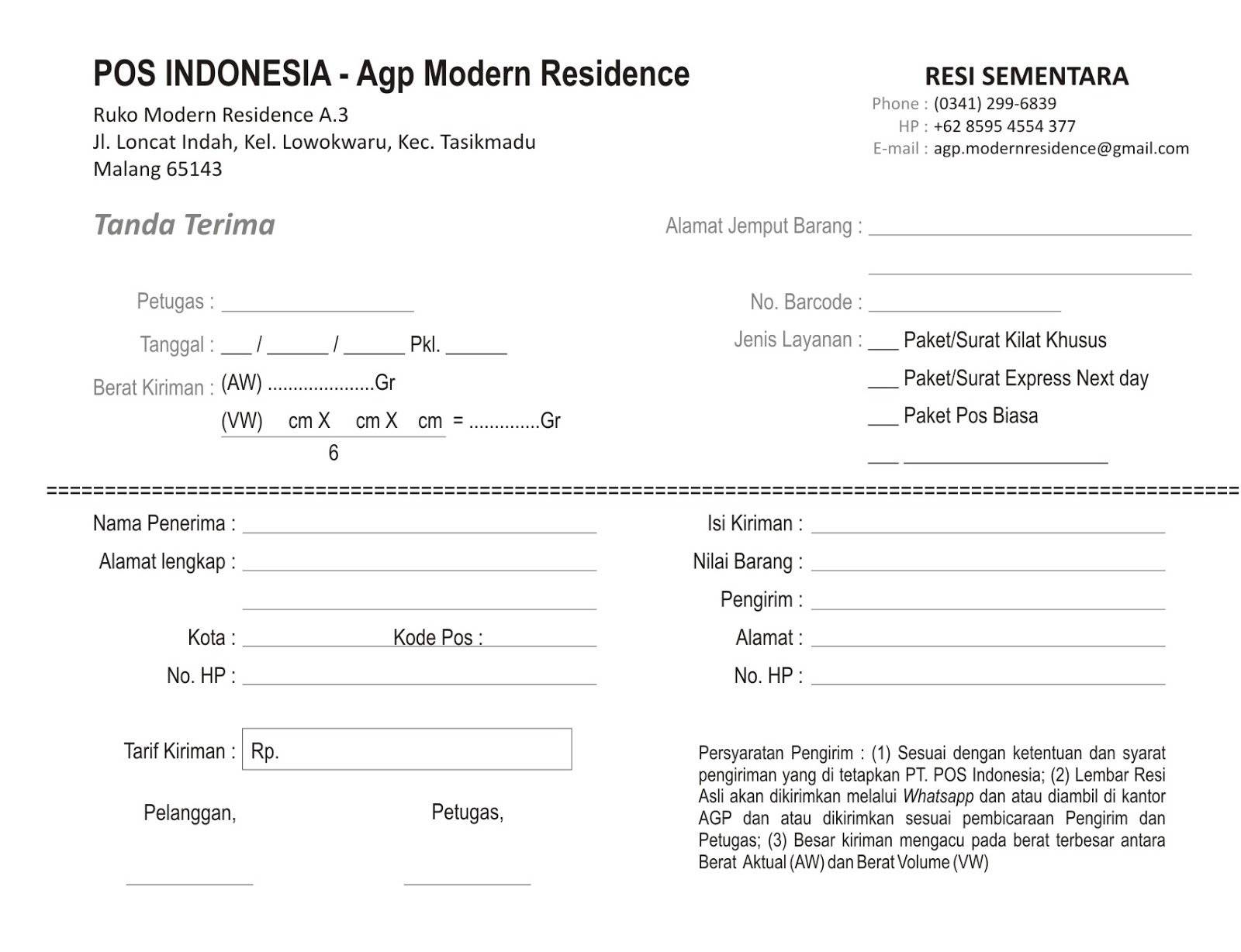 Contoh Nota Bon Kosong | Percetakan di Malang | Cetak murah dan ...