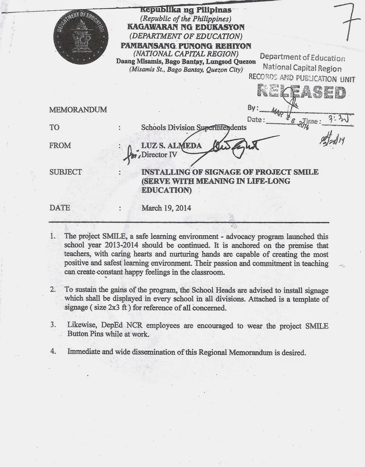 Department of Education Manila: Division Memorandum No. 186 ...