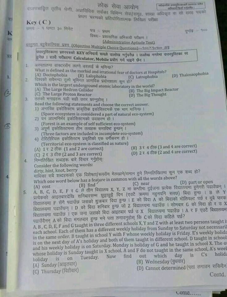 Loksewa Section Officer Exam Questions | Gyan Park