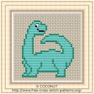Dinosaur (4), Free and easy printable cross stitch pattern | Free cross ...