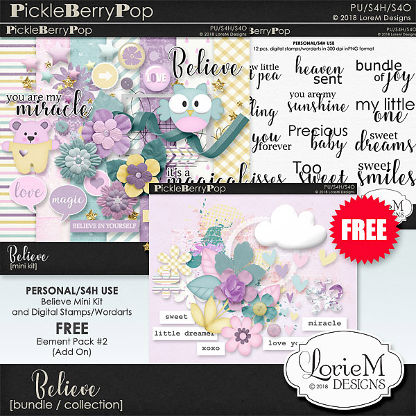 LorieM Designs: Believe Bundle/Collection + FWP $4.00 + Freebie