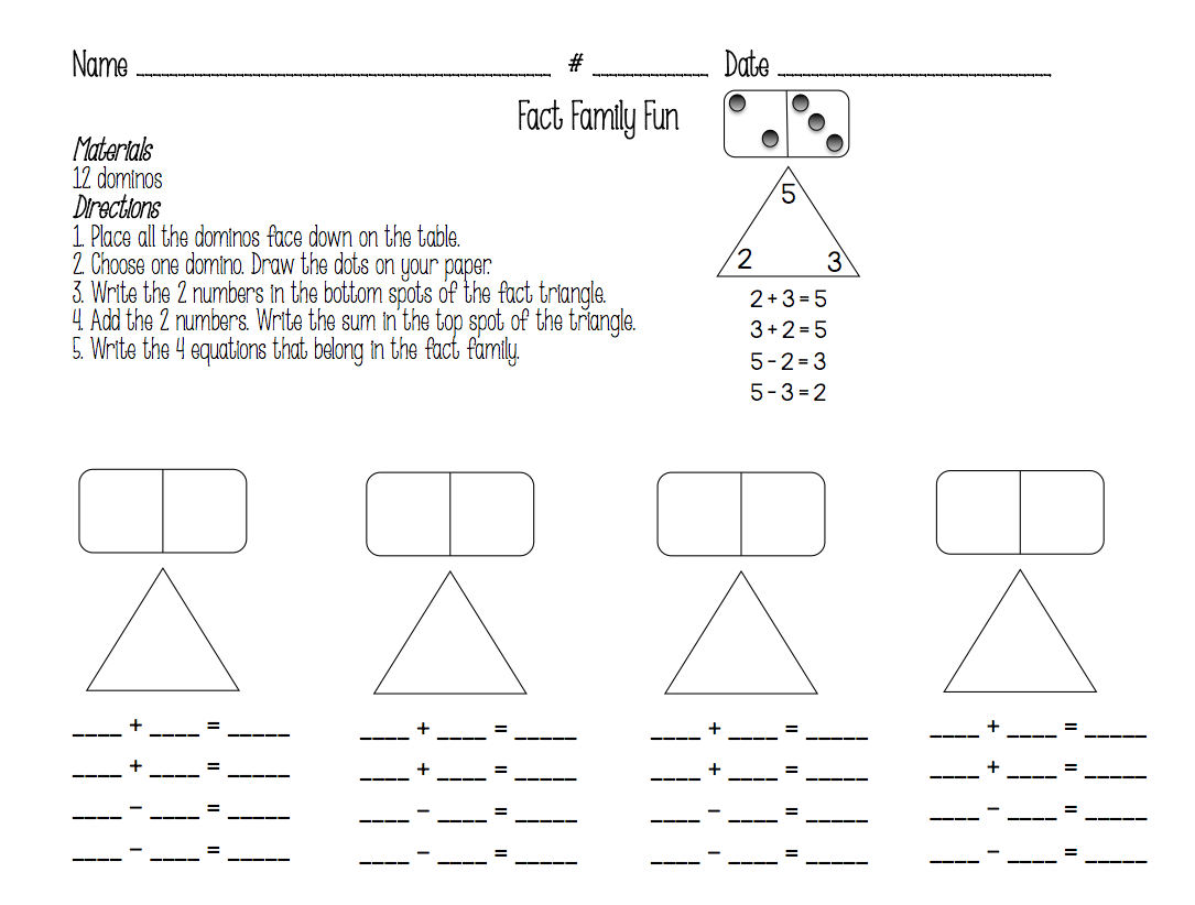 The Traveling Teacher: Worksheet Wednesday - Fact Family Fun
