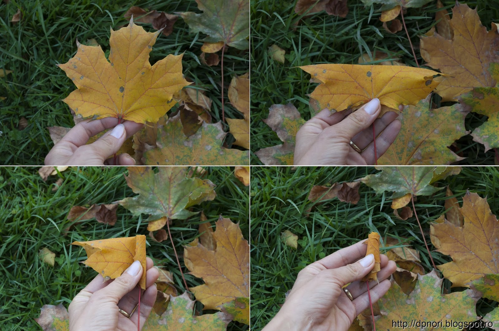 .printre nori: Decoratiuni de toamna - trandafiri din frunze de artar